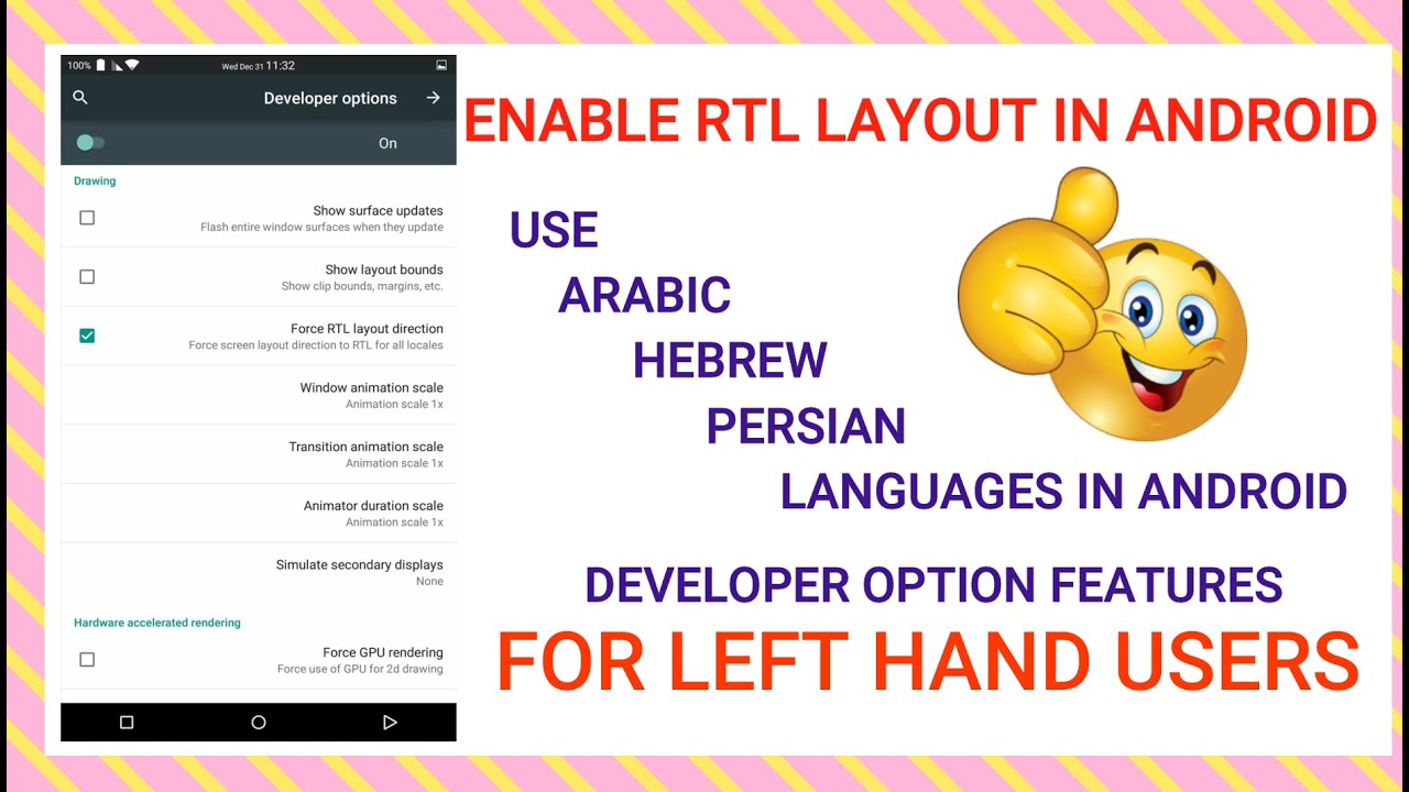 How to Enable Right to Left (RTL) Layout in Android| Use Arabic language in android| Left Hand Users
