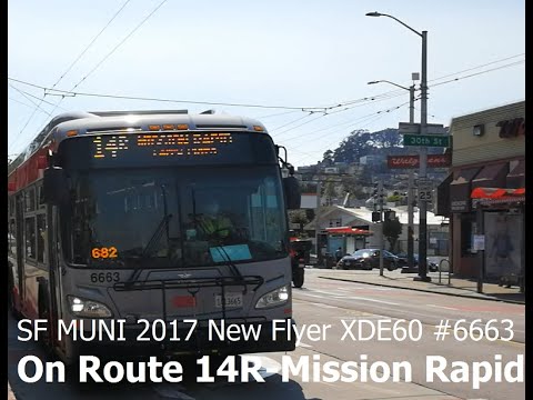 SF MUNI 2017 New Flyer XDE60 #6663 on Route 14R-Mission Rapid