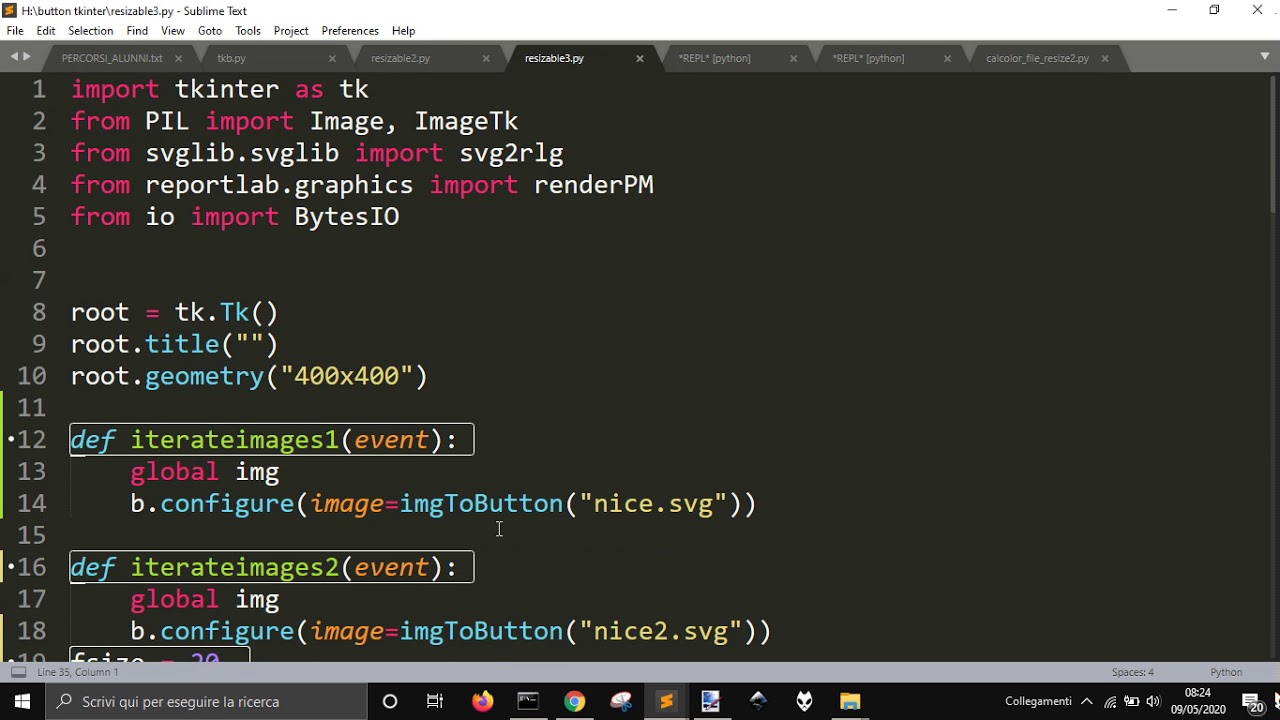 Tkinter Svg background image in a resizable button