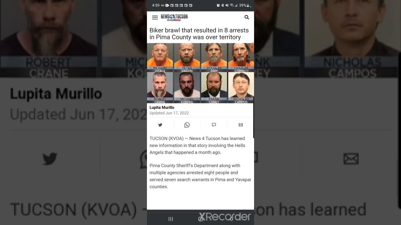 Tucson News: Update, all 8 gangmembers are affiliated with Hell's Angels fighting for territory.