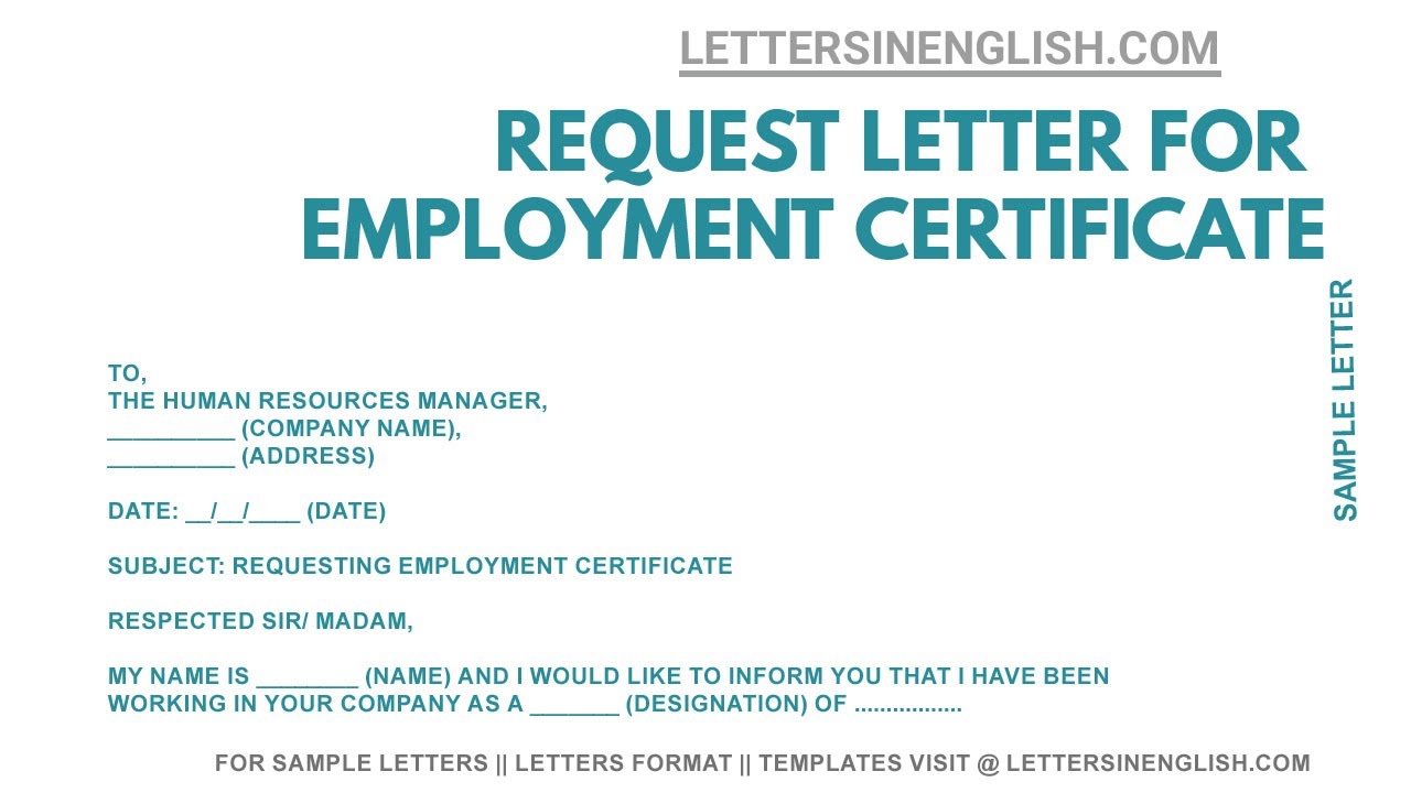 Request Letter for Employment Certificate