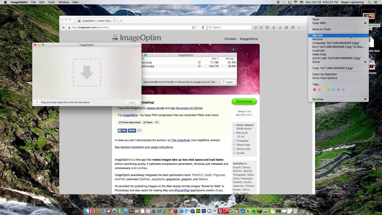 An absolute beginers guide to using Imageoptim on a Mac