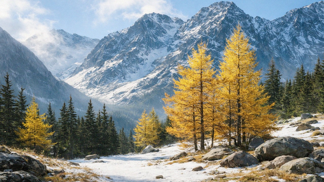 Watercolor Painting - Golden Larches of the Valley