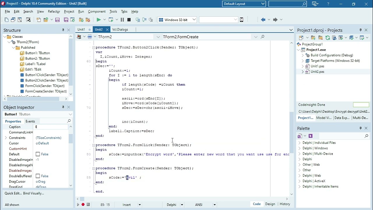 Delphi - Encrypt and decrypt text