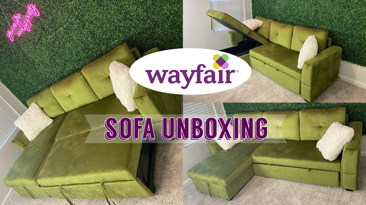 WAYFAIR SOFA BED COUCH UNBOXING + ASSEMBLY + FIRST IMPRESSIONS