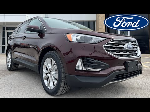 2023 Ford Edge AWD Titanium 300A 2.0L EcoBoost in Burgundy Velvet Metallic w/ Tinted CC Walk-Around