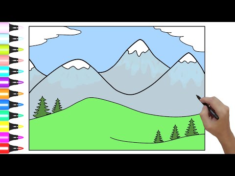 How To Draw Simple Mountain Landscape - Drawing Ideas For Beginners