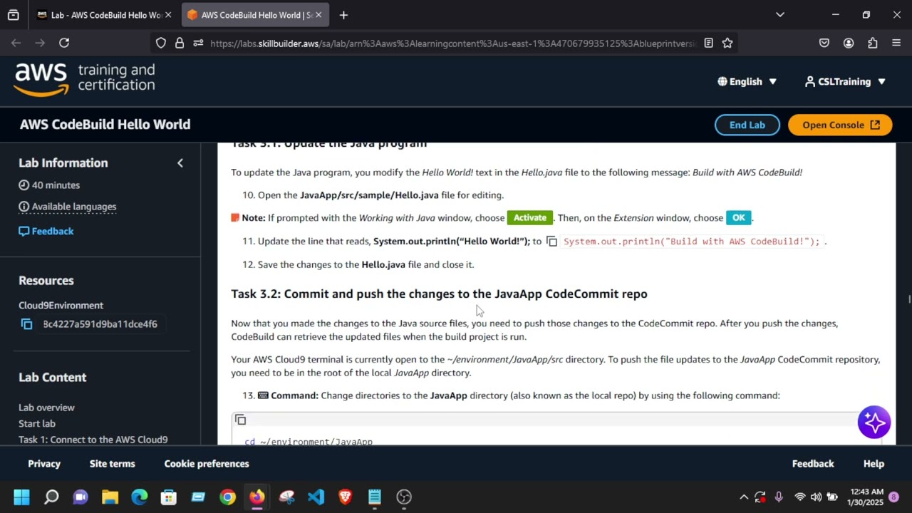 AWS CodeBuild Hello World | Hands-On Skill Builder Lab by CodeClouDia