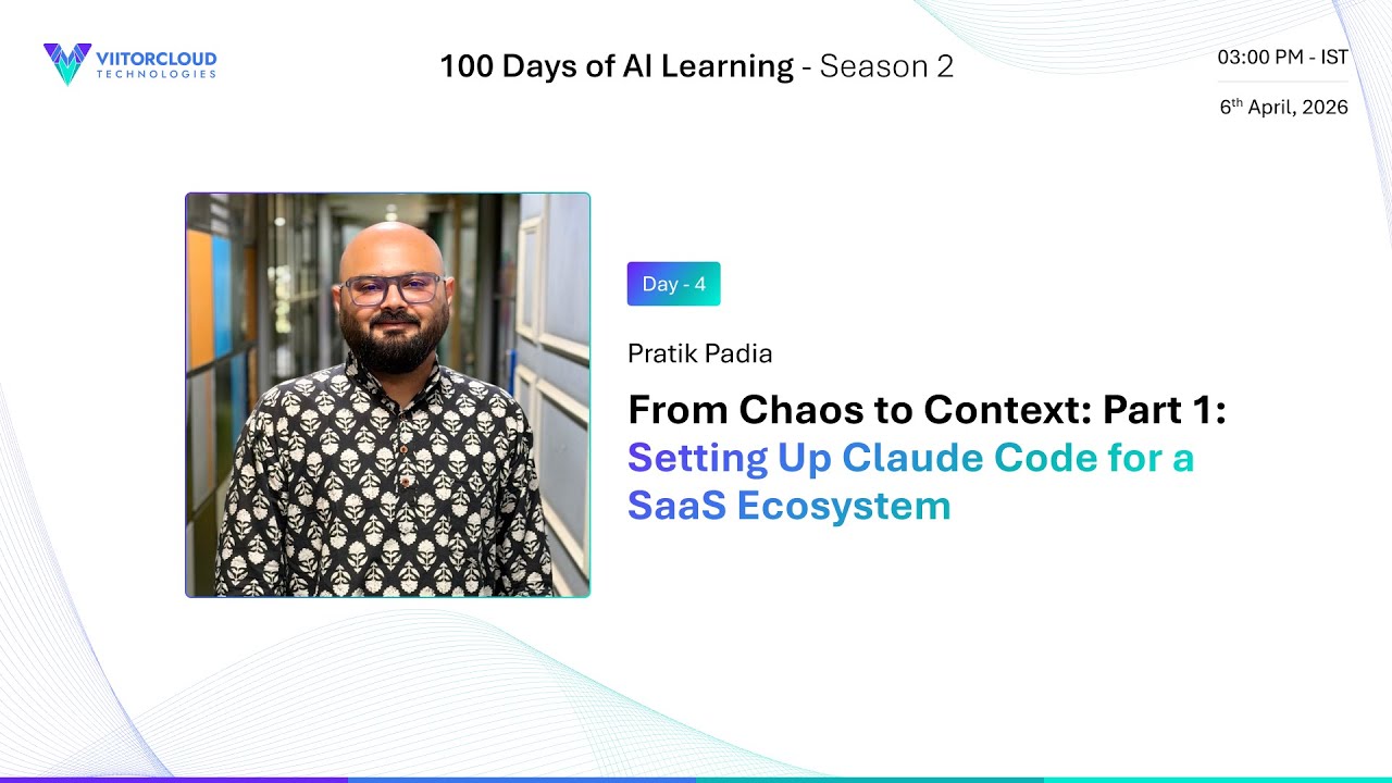 Day 4 of 100Days of AI | Setting Up Claude Code for a SaaS Ecosystem: Part 1 | ft. Pratik Padia