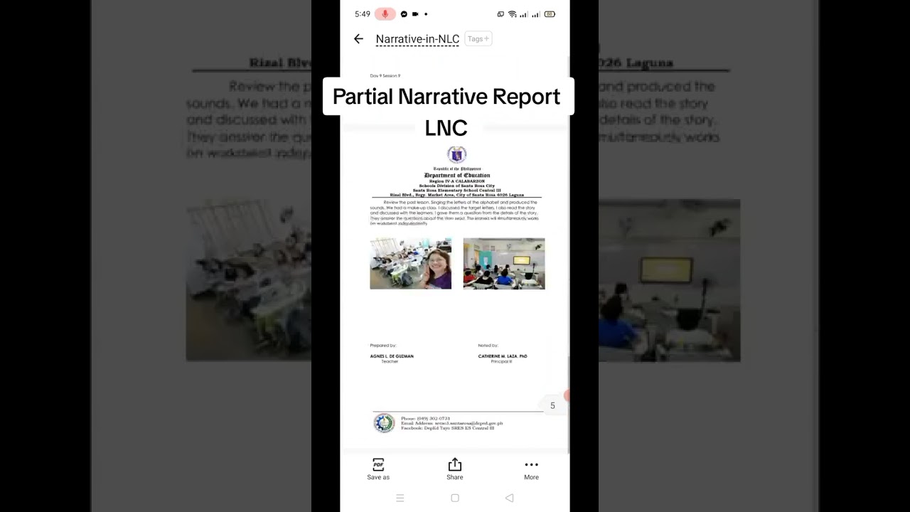 Sample Narrative Report in LNC