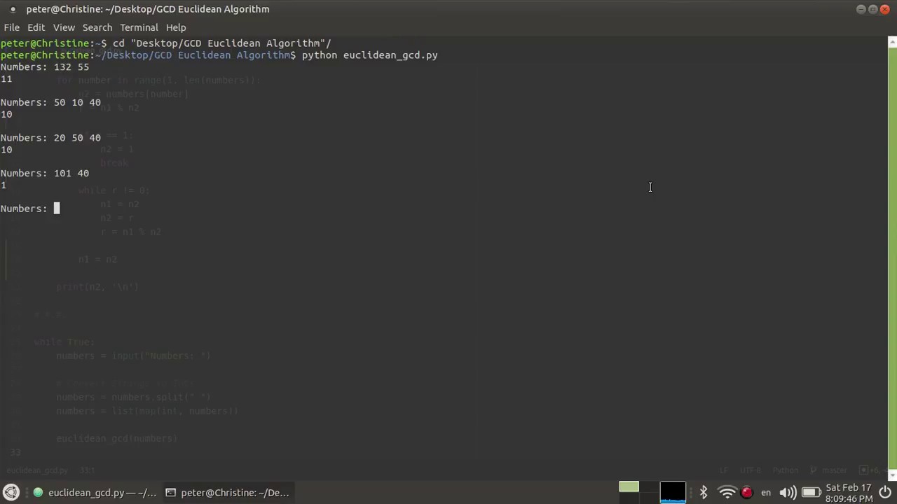 Euclidean Algorithm [GCD] Code in Python