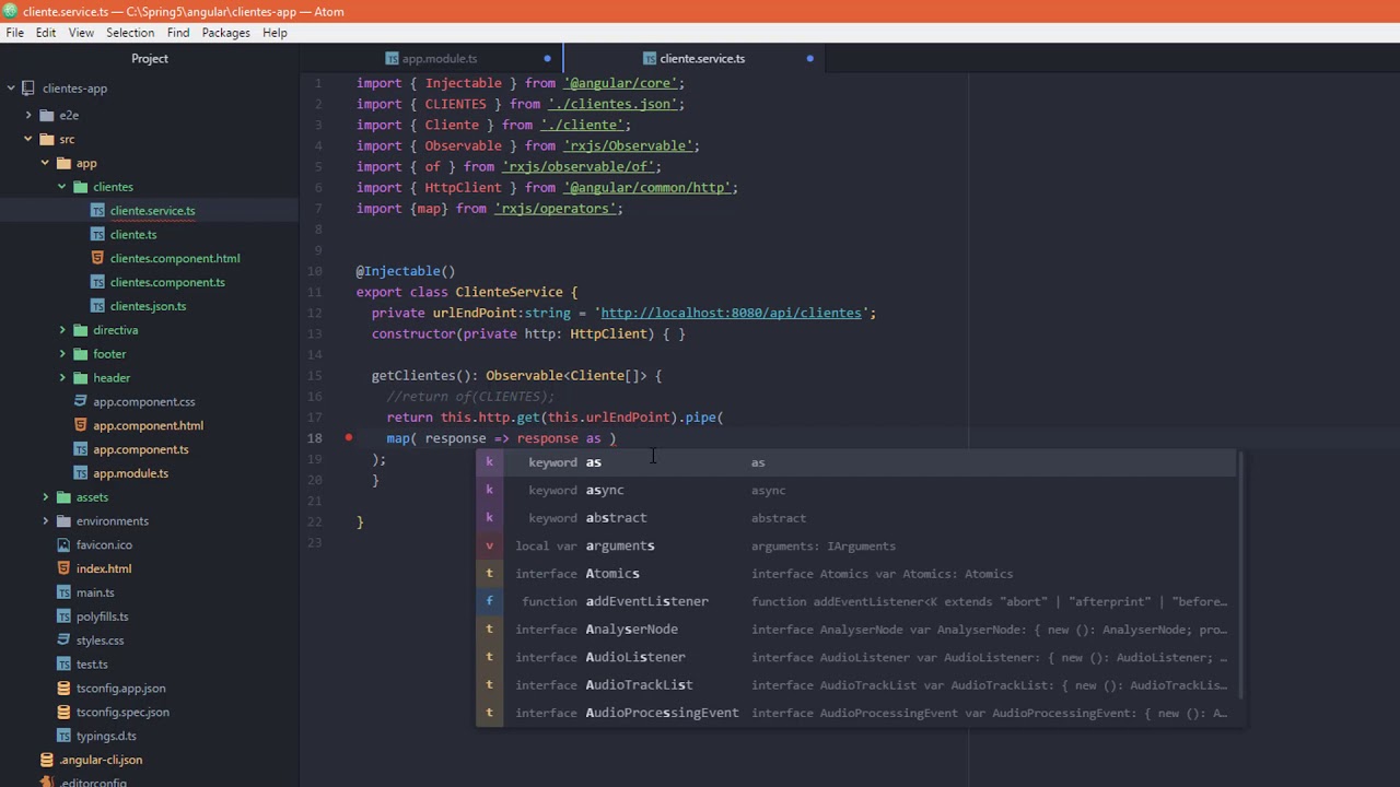 Implementando Servicio Angular con HttpClient