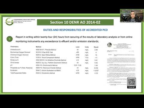Lesson 110. No 15. Duty of PCO Pollution Control Officer per Section 10 DENR AO 2014 02