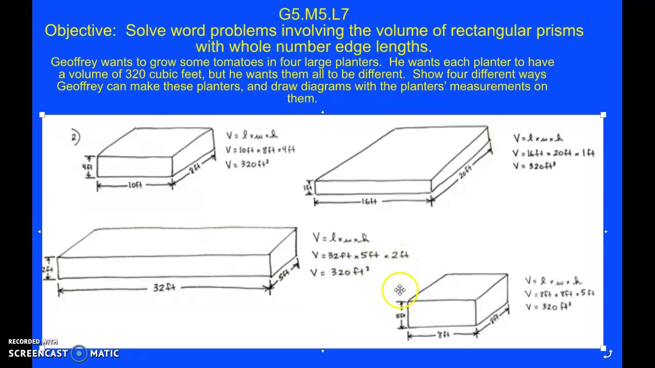G5.M5.L7-Solving volume word problems of rectangular prisms.