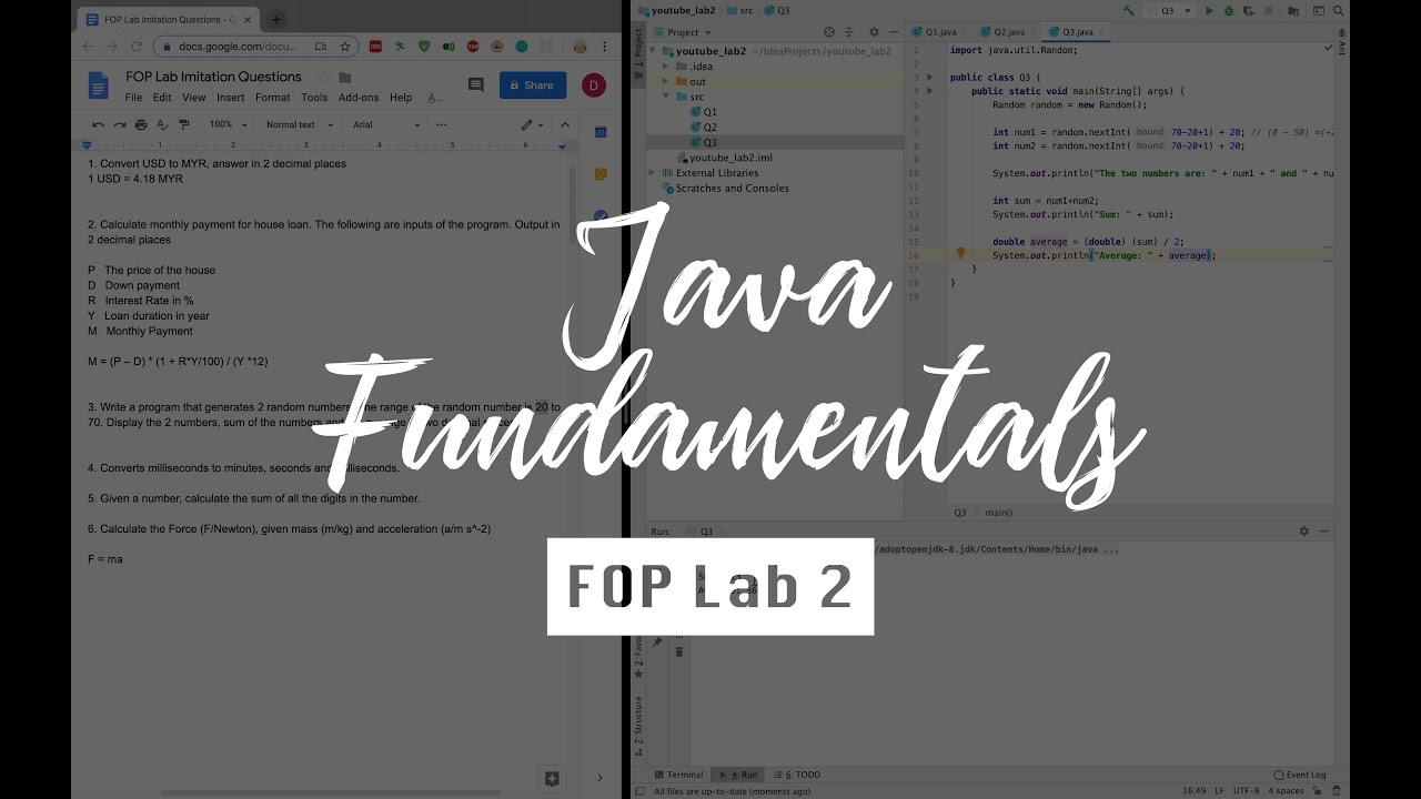 #WatchMeSolve Java Fundamentals Exercises | Fundamentals of Programming (FOP) | Lab 2
