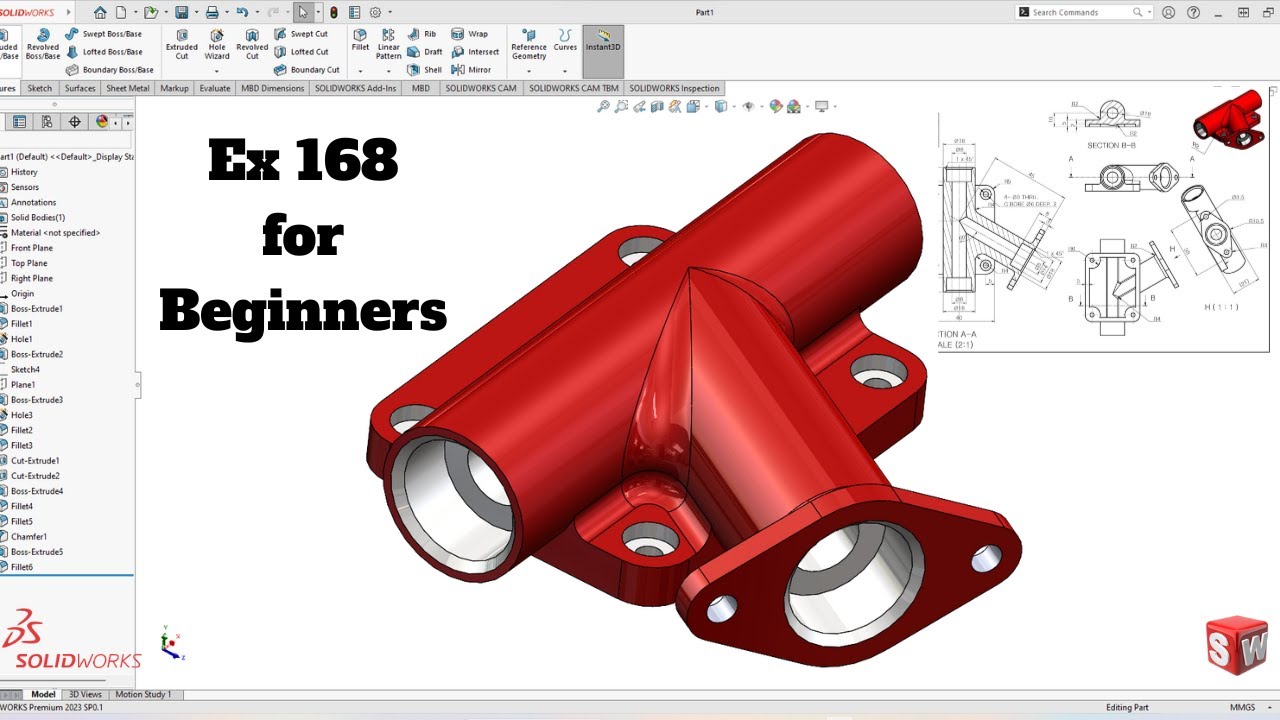 Exercise 168 for beginners SolidWorks Tutorial! SolidWorks