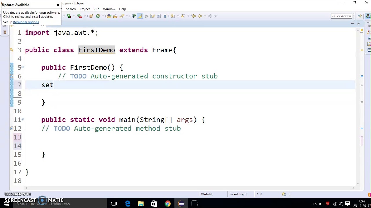 3  Java Program to create Frame (second way)
