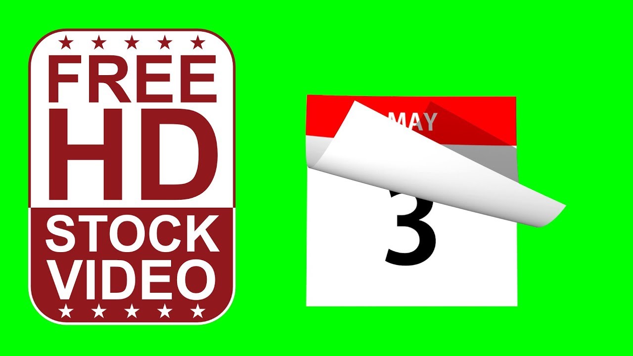 Free Stock Videos - May calendar pages flipping on green screen 3D animation