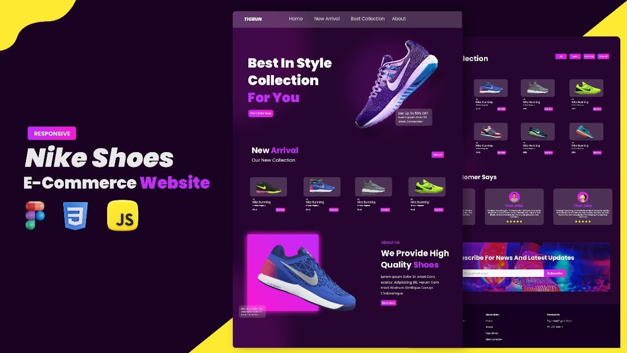 Nike Shoes Ecommerce Website Design Using HTML CSS & Javascript | Al Raza Coding