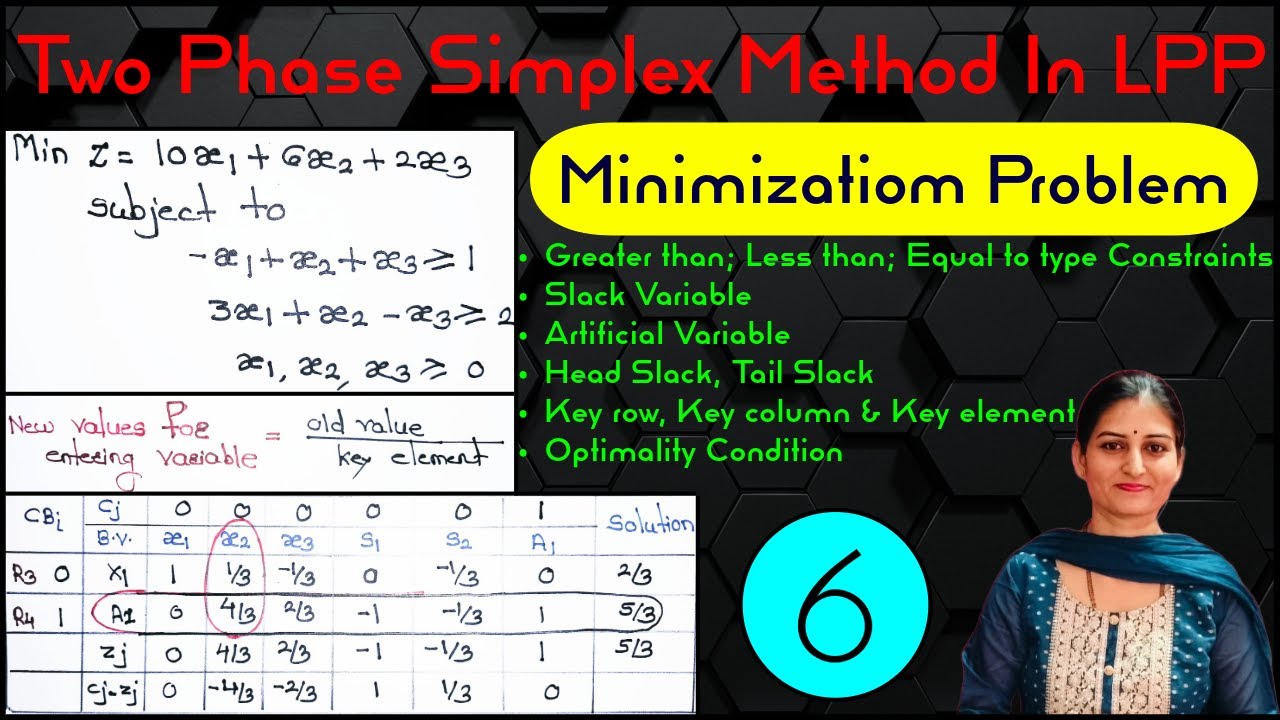 Two Phase Simplex Method: Minimization Problem||Example 6||LPP||Operations Research