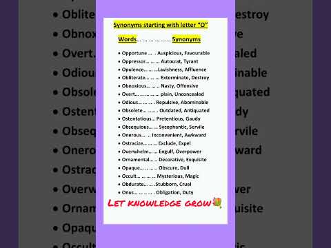 Synonyms starting with letter "O"#shorts