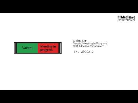 Sliding Sign Vacant Meeting In Progress Self Adhesive 225x52mm UP20219