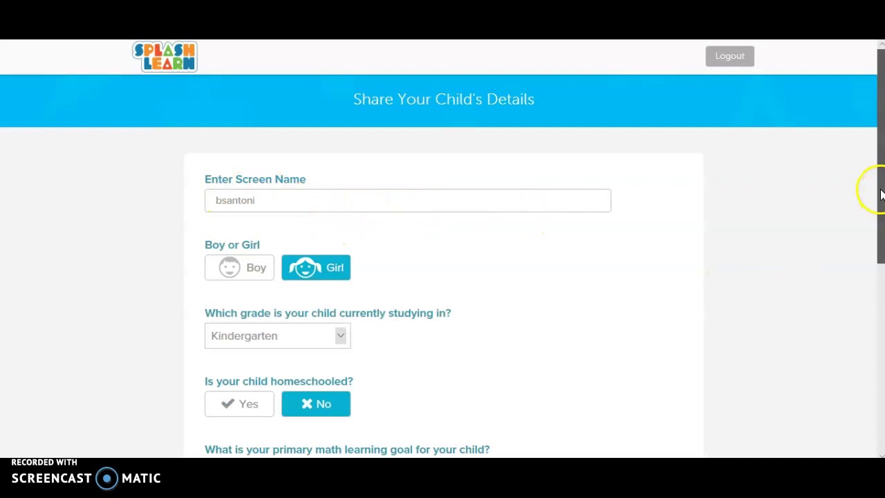 Splash Math tutorial screencast