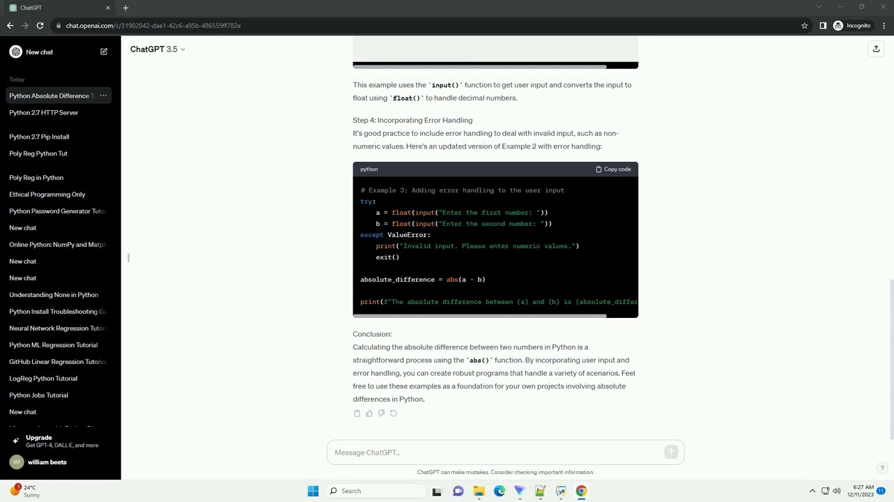 python absolute difference between two numbers