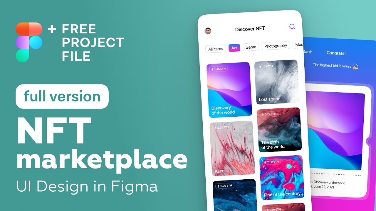 Figma Tutorial. NFT Marketplace App UI Design in Figma + Free figma template
