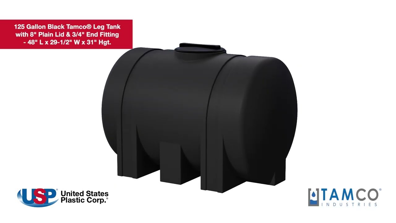 3D-125 Gallon Black Tamco® Leg Tank with 8