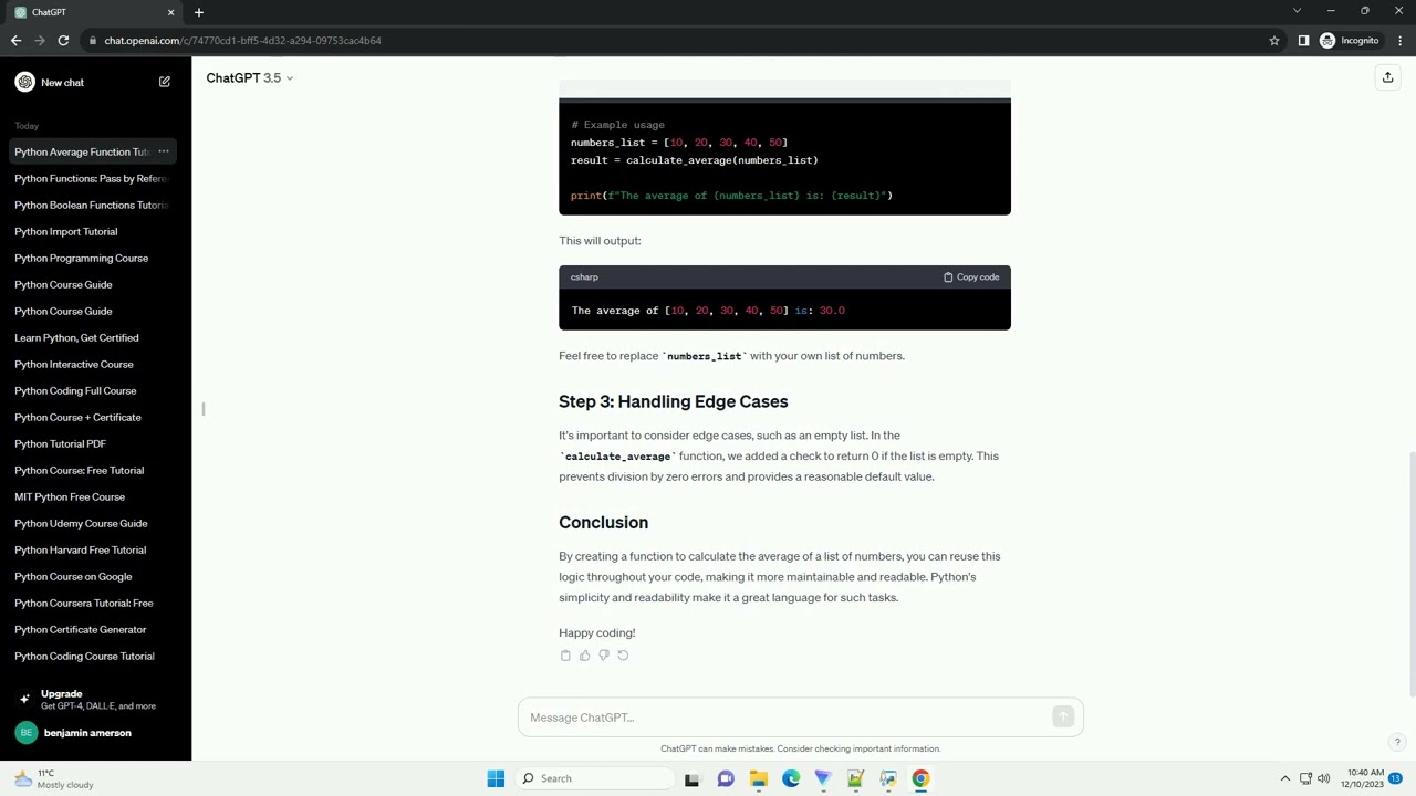 python function for average
