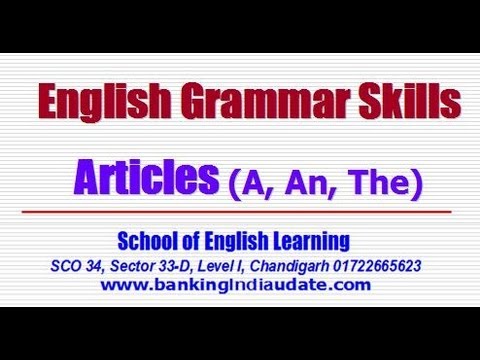 English Grammar Articles (A, An, The) with examples - Part 1