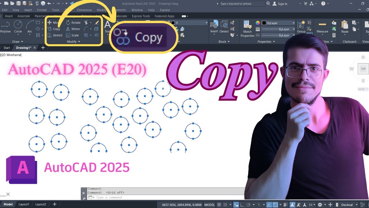 AutoCAD 2025 Tutorial for Beginners (E20) | Master COPY Command Step-by-Step