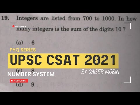 Integers are listed from 700 to 1000 | Number System | UPSC CSAT PYQ SERIES 2021 | CSAT Full Course