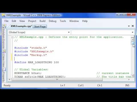 Visual C++ 2008 Express XML demo of CMarkup C++ XML parser