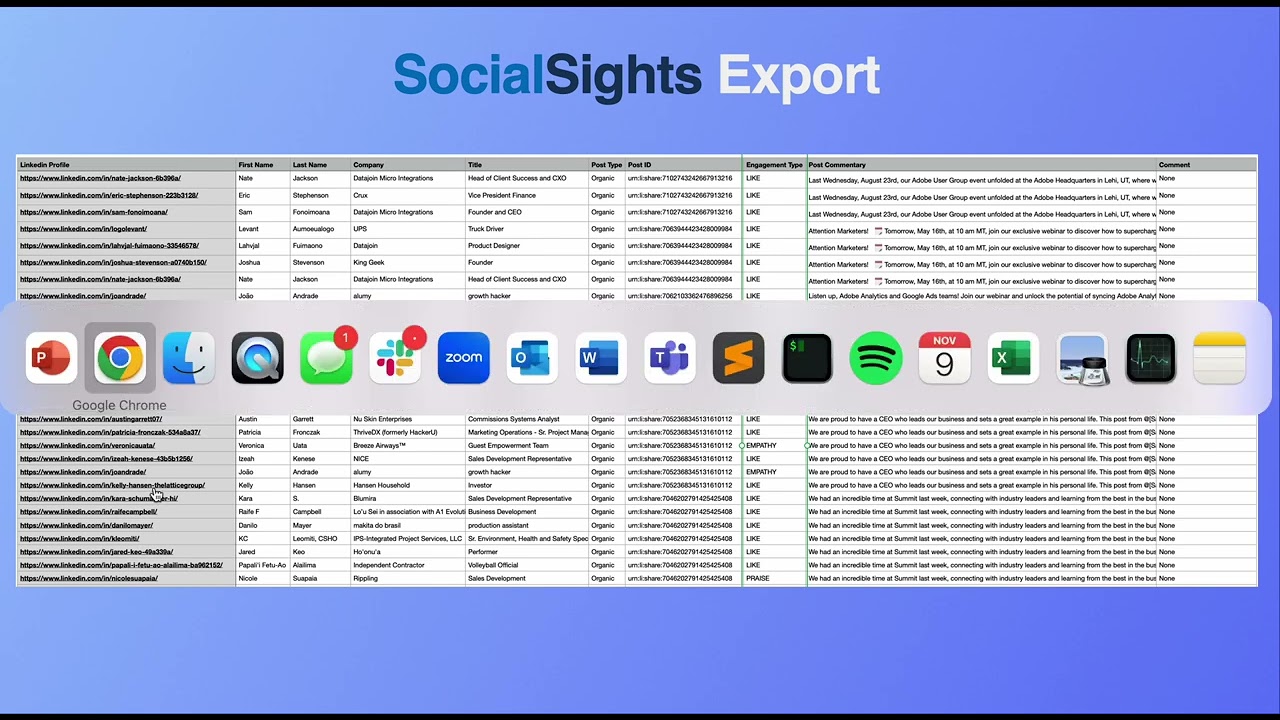 SocialSights Data Export Setup