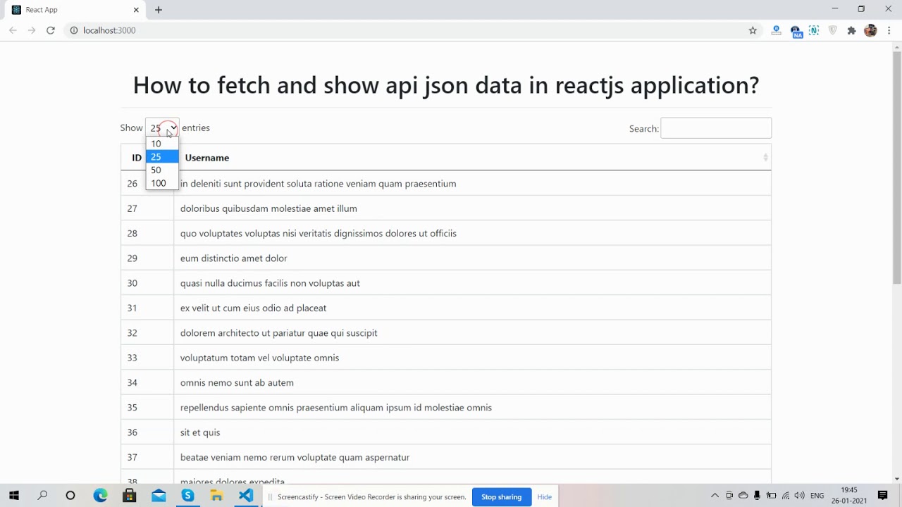 Fetch and display data from api in Reactjs