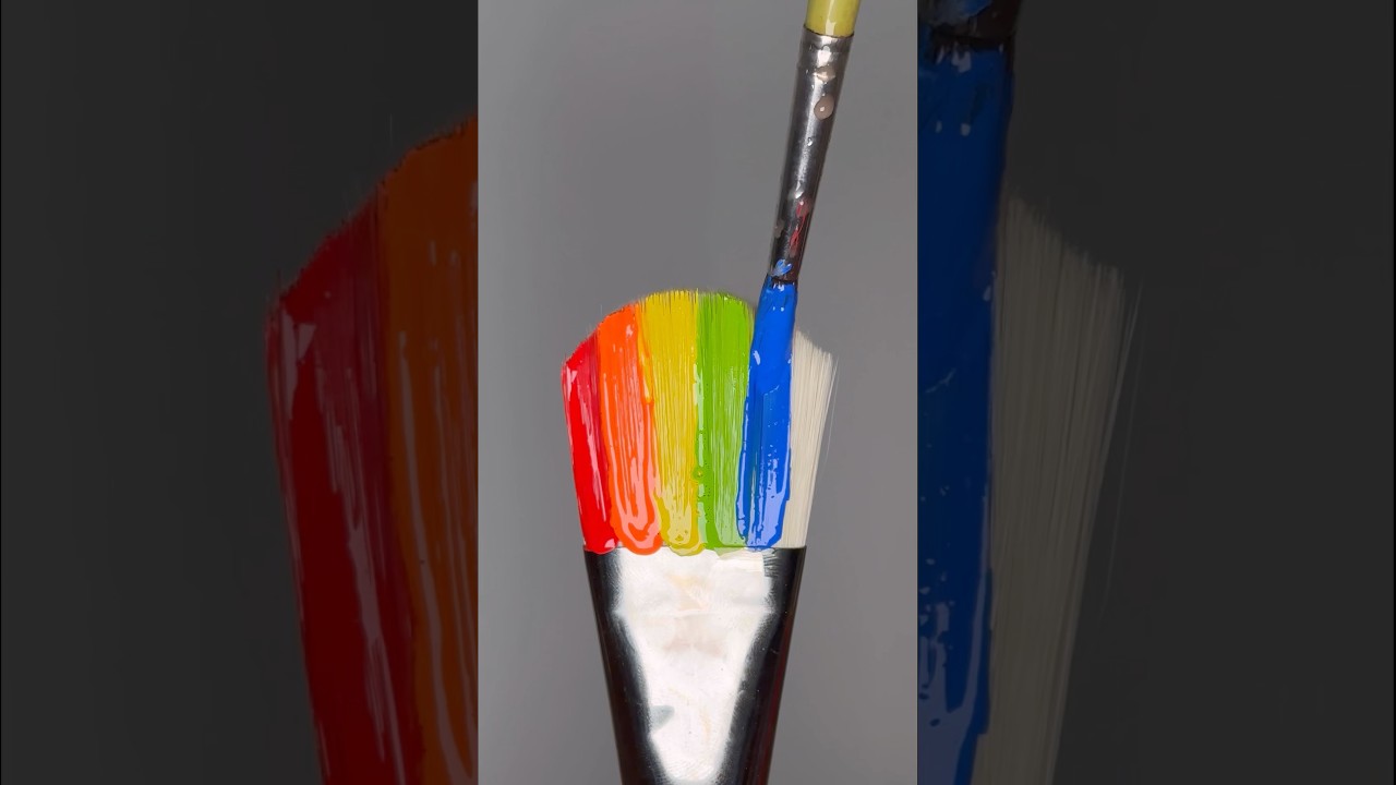 Let’s Paint a Mirror with Rainbow Colors Using a Big Brush! 🌈 #artistomg