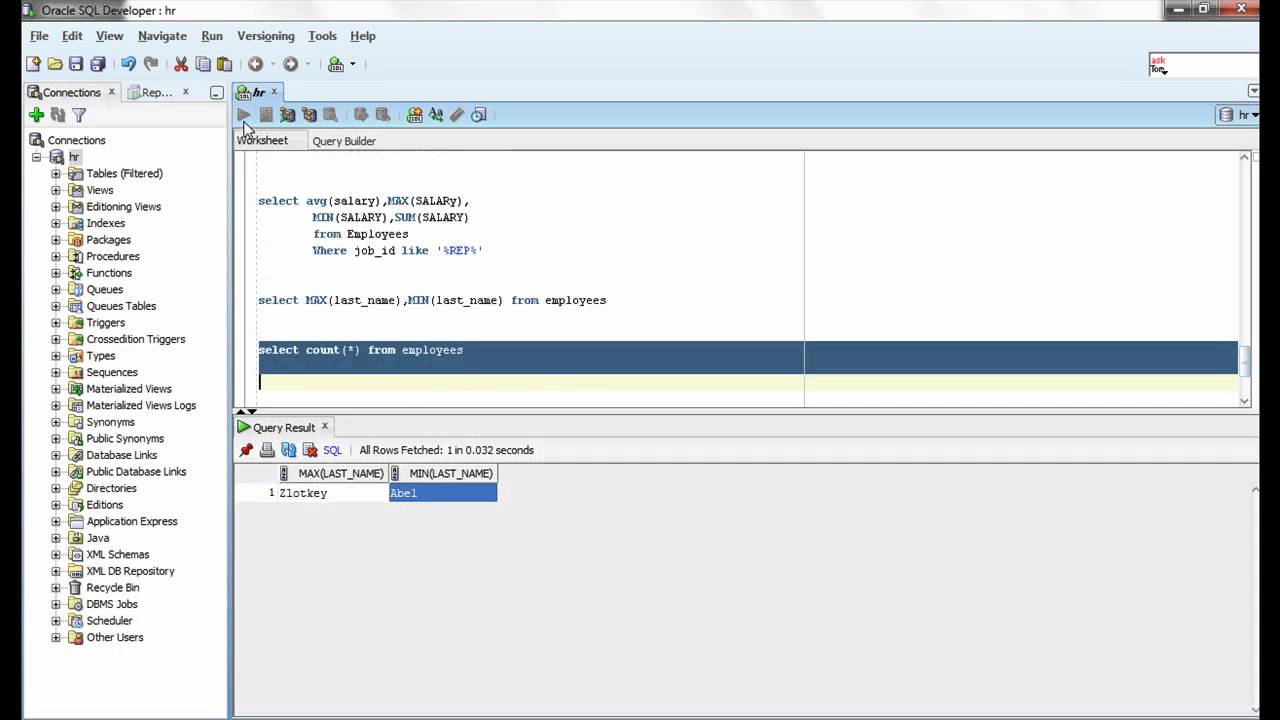 Oracle SQL Video Tutorial 29 - COUNT function