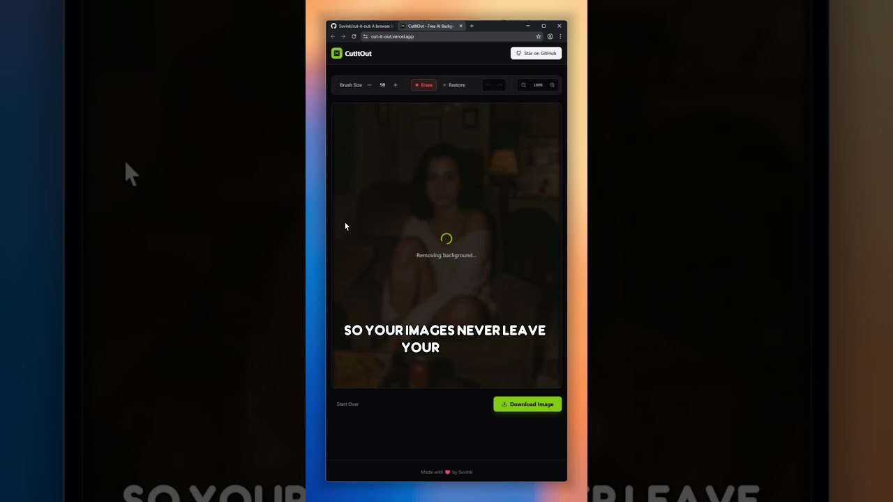 CutItOut — an open-source AI background remover that runs entirely in your browser  #github