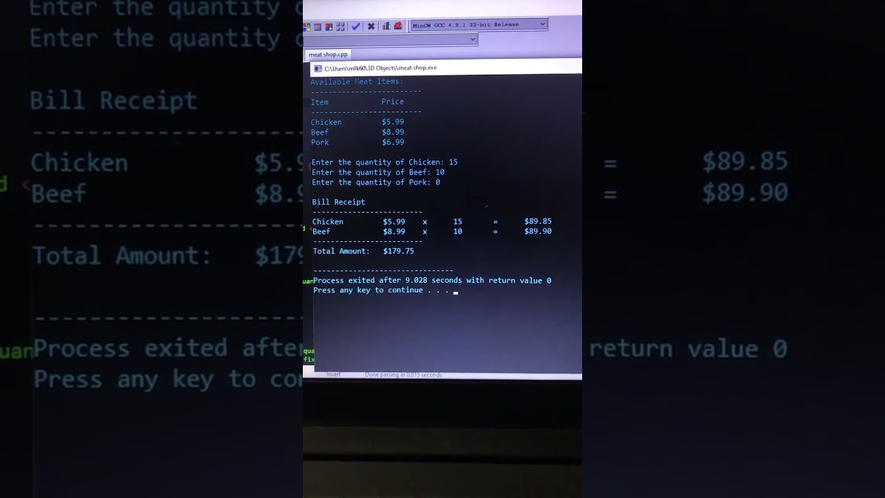 meat bill c++ #coding #cpp #code #codemasters #codinglife #codingninja #coderstokyo #coders