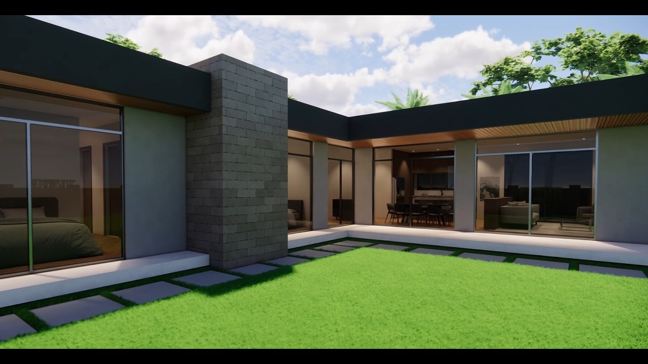 Modern 3-Bedroom L-Shaped House Design