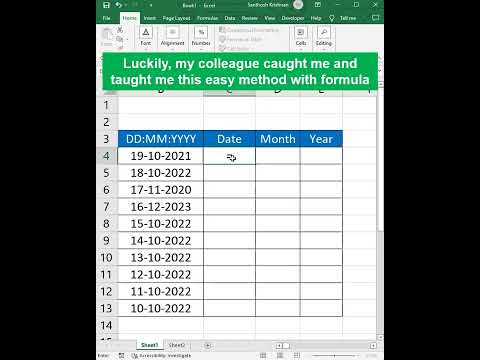 Split Date, Month and Year into separate columns | Krish Excel Anywhere|