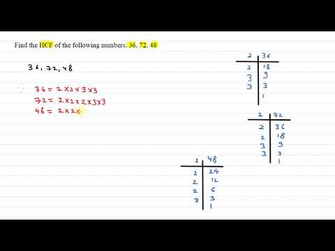 Find the HCF of the following numbers.36, 72, 48
