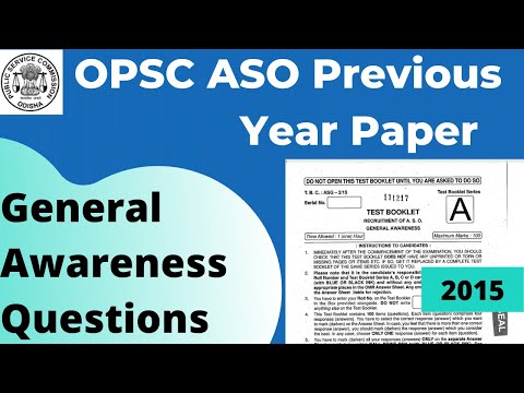 OPSC ASO 2015 General Awareness Question paper solution || opsc aso previous year gk question papers