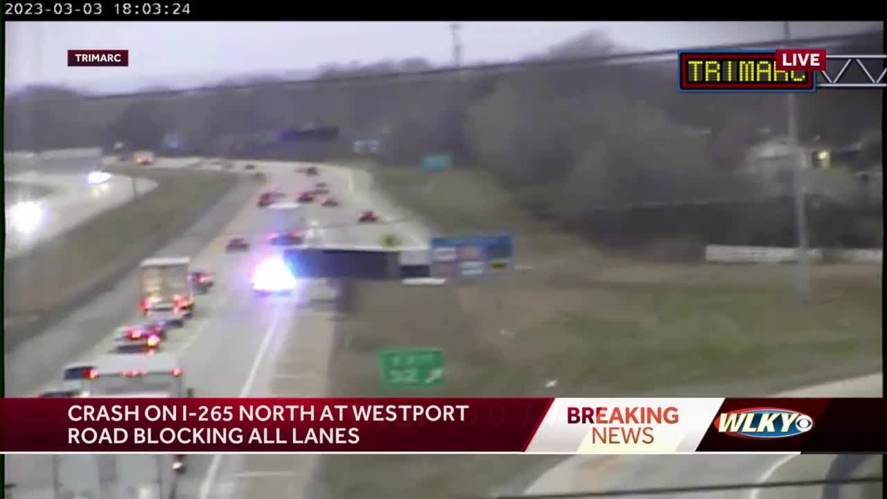 Overturned vehicle closing all lanes on I-265 N near Westport Road