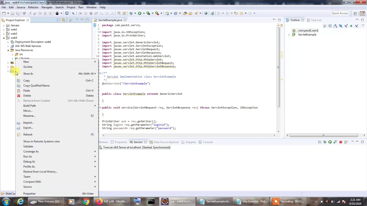 Creating your first servlet in Eclipse EE by extending the GenericServlet  class