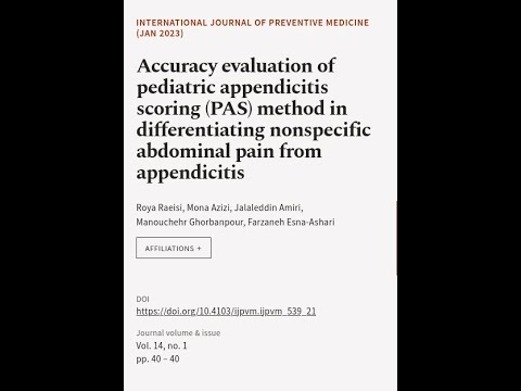 Accuracy evaluation of pediatric appendicitis scoring (PAS) method in differentiating... | RTCL.TV