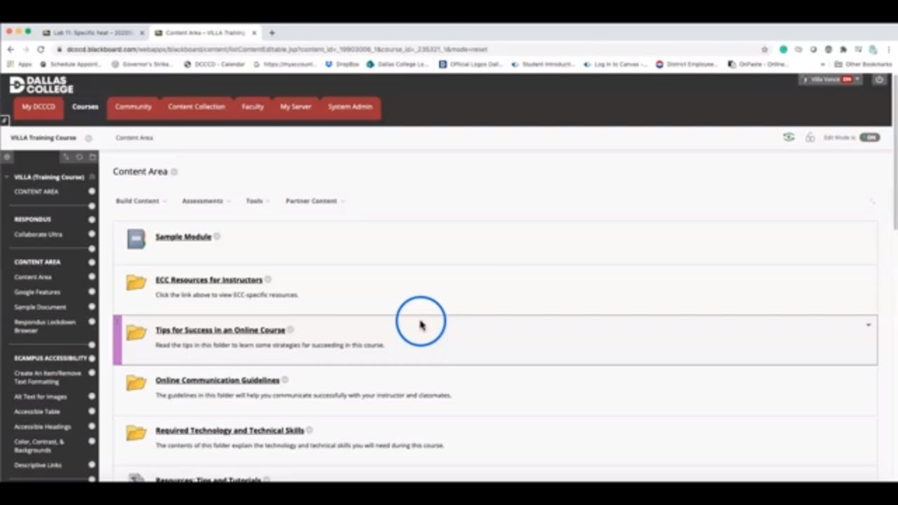 Create an Accessible Table in Blackboard