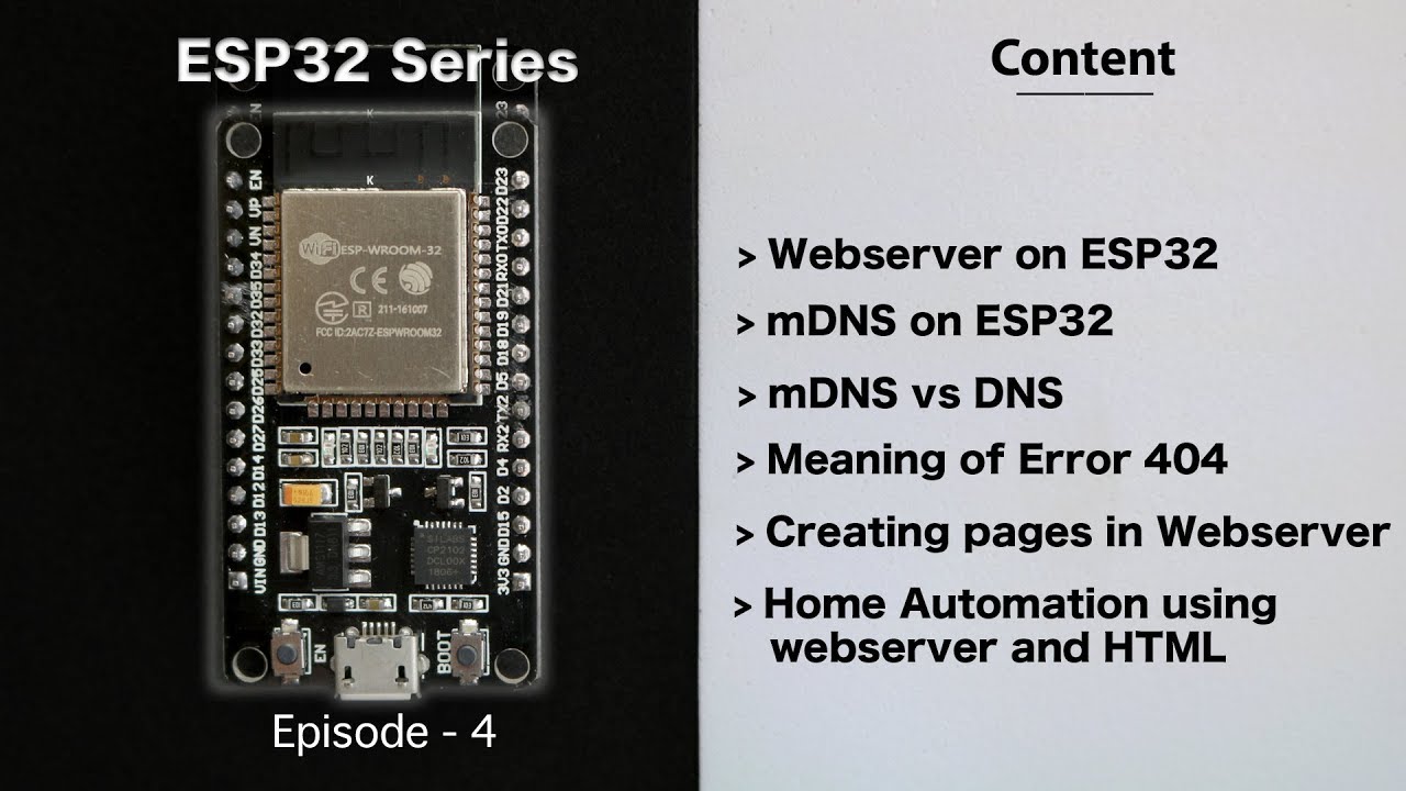 [E-4]Home Automation using Webserver on ESP32 | Sending HTML Page | DNS |  mDNS | ESP32 Series
